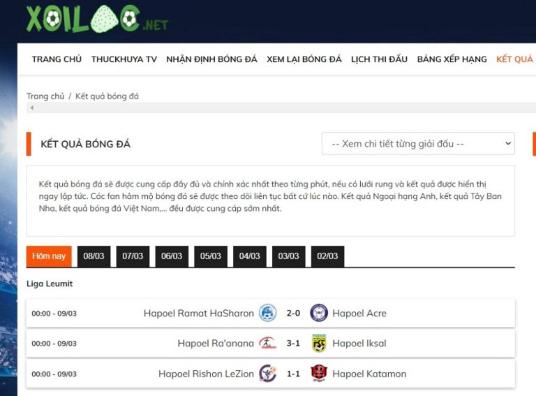 Cập nhật Kết quả bóng đá hôm nay, Kqbd nhanh nhất - Xoilac TV